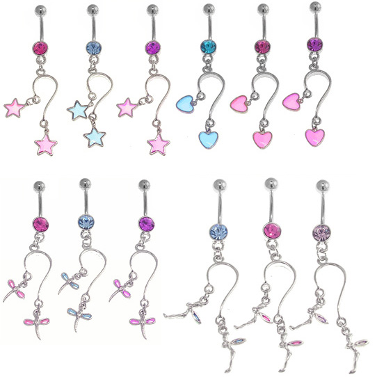 316L Stained Glass Question Mark Belly Button Ring