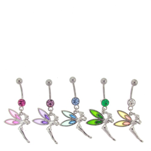 316L Stained Glass Tinkerbell Belly Button Ring