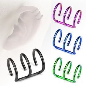 Anodized Non-Piercing Cartilage "Clip-On" Ring