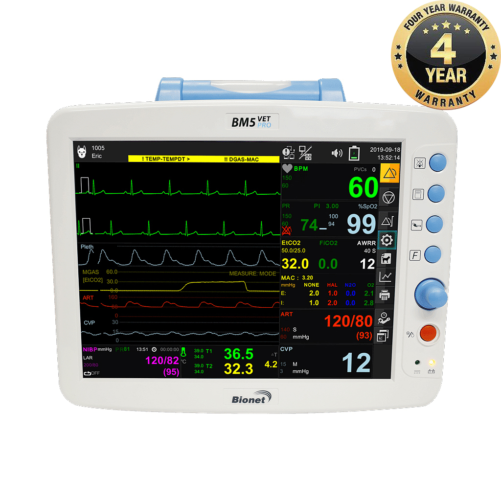 Bionet BM5 Vet PRO Multiparameter Veterinary Patient Monitor