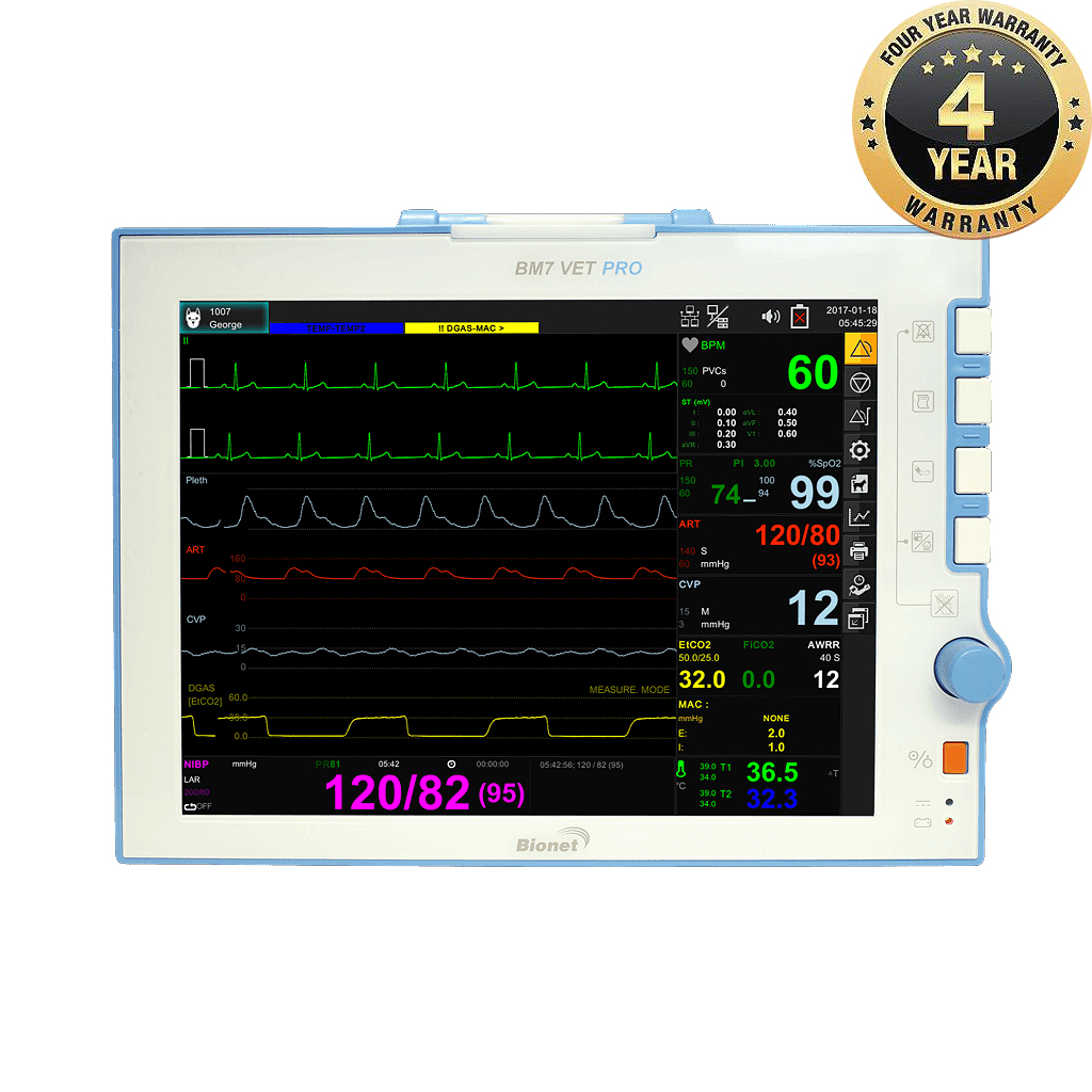 Bionet BM7 Vet PRO Multiparameter Patient Monitor for Veterinary Medicine