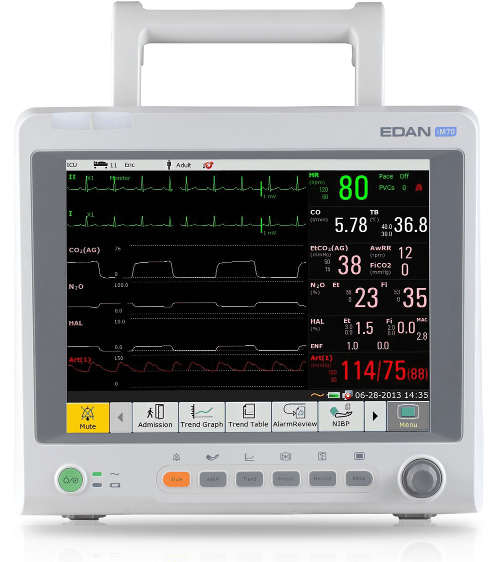 EDAN IM70 Patient Monitor | ECG, NIBP, SpO2, Resp., Temp., *ETCO2