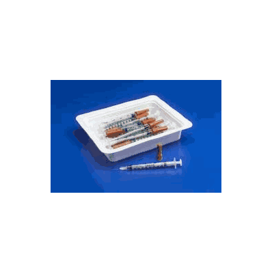 Allergy tray with attached stainless steel needle, 0.5" long, 1/2 mL ...