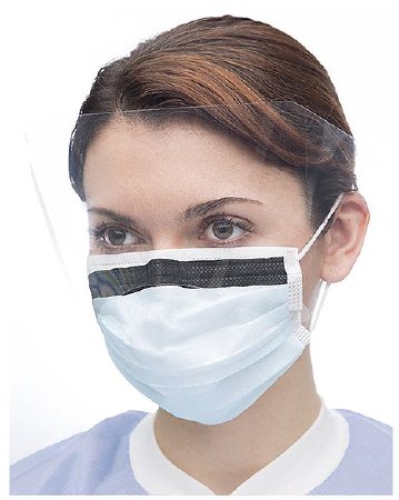 IN STOCK - Ear-Loop Masks with Splash Visors, face shield sold as 25/box