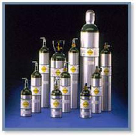 Oxygen Cylinder (Filled), Size E, CGA-870, Post Valve with On/Off ...