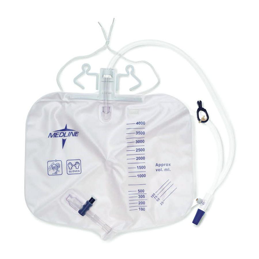 Urinary Drainage Bag, 4000 mL, with Slide Tap, Anti-Reflux Tower, sold ...