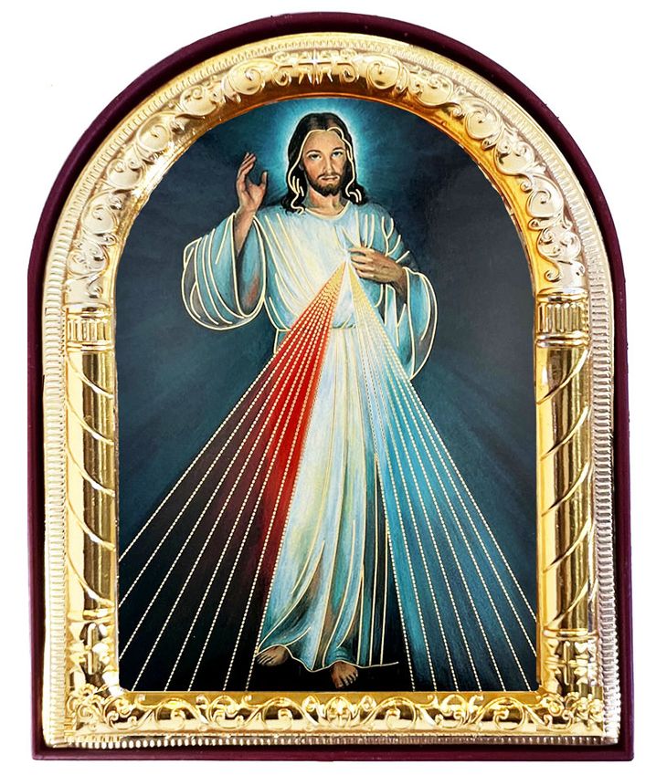 Divine Mercy, Arched Icon with Stand - at Holy Trinity Store
