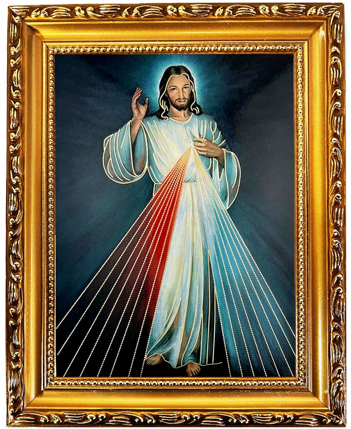 Divine Mercy, Wooden Frame Gold Foil Icon with Stand - at Holy Trinity ...