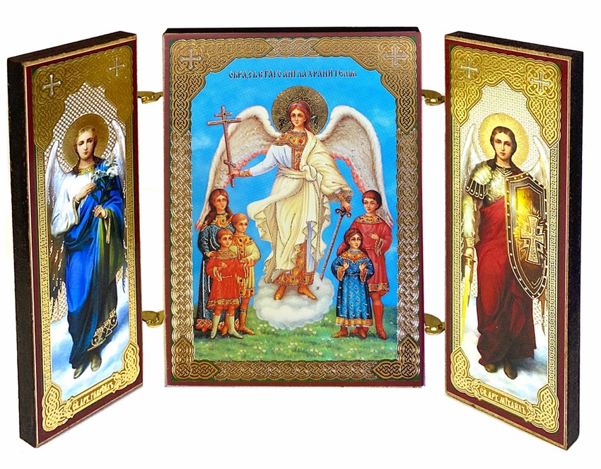 Guardian Angel / Archangels Michael and Gabriel, Mini Triptych - at Holy Trinity Store