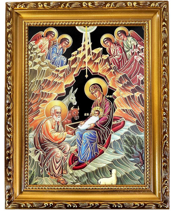 Nativity of Christ, Wooden Frame Gold Foil Icon with Stand - at Holy ...