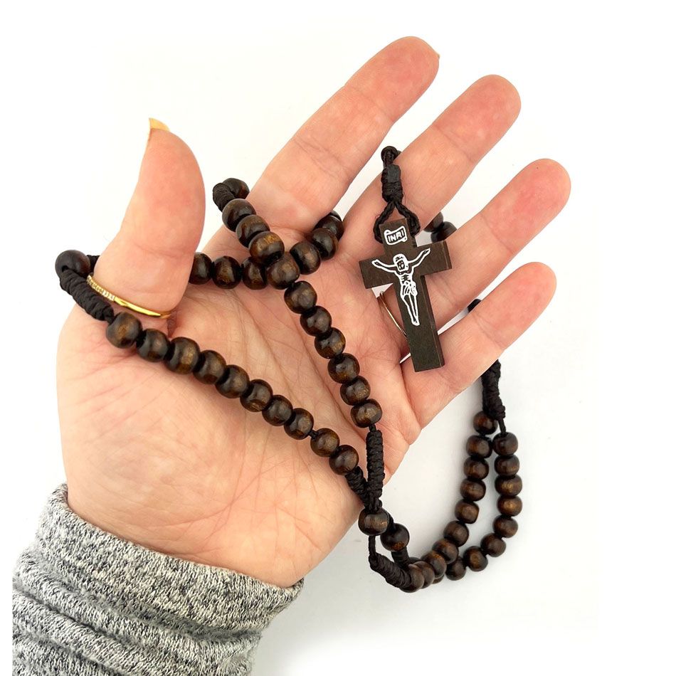 Prayer Rope with Dark Olive Rosary Beads and Cross - at Holy Trinity Store