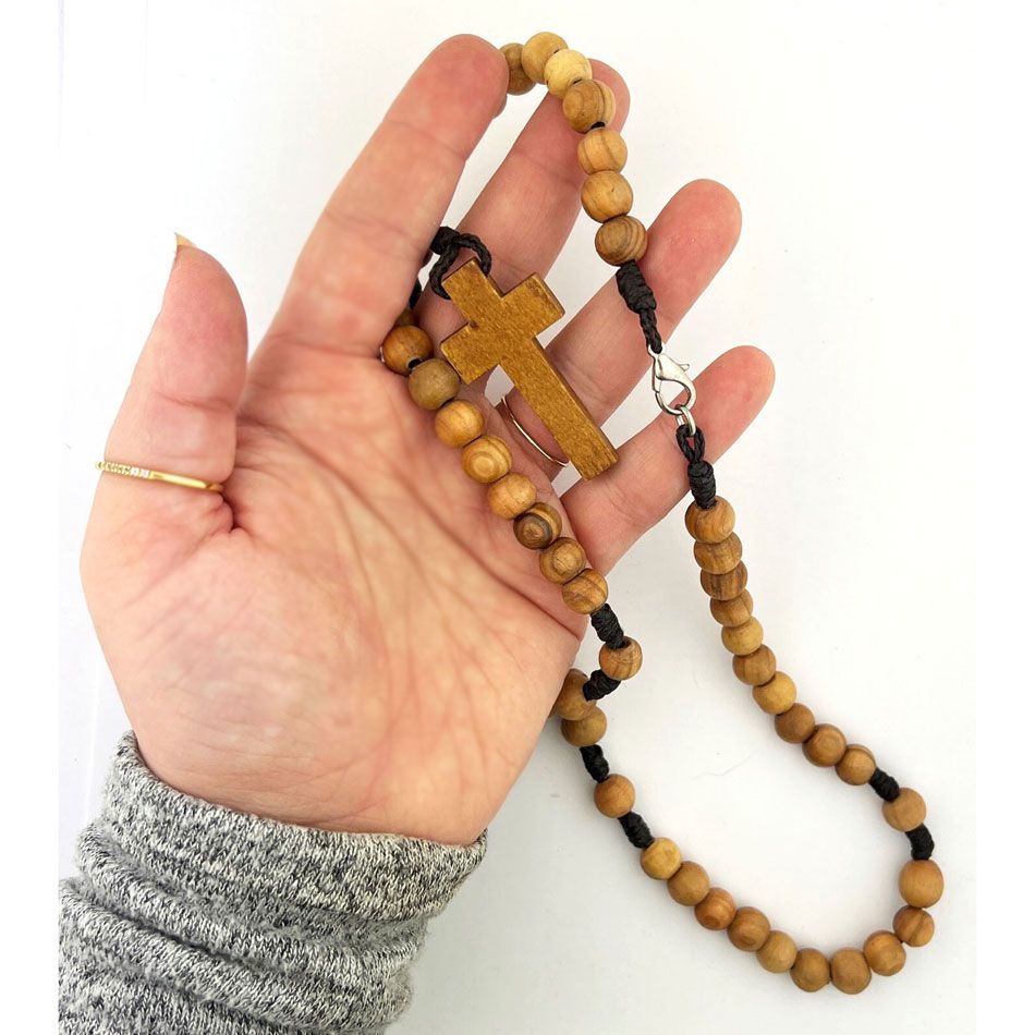Olive Wood Rosary Beads Prayer Rope with Cross - at Holy Trinity Store