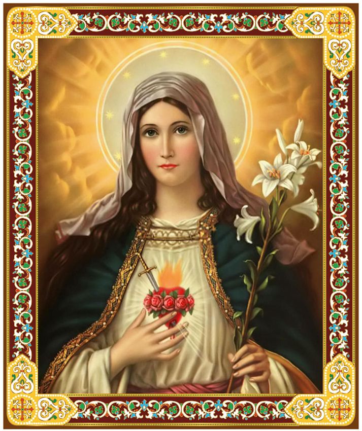 Sacred Heart of Mary, Orthodox Icon with Stand, Large - at Holy Trinity ...