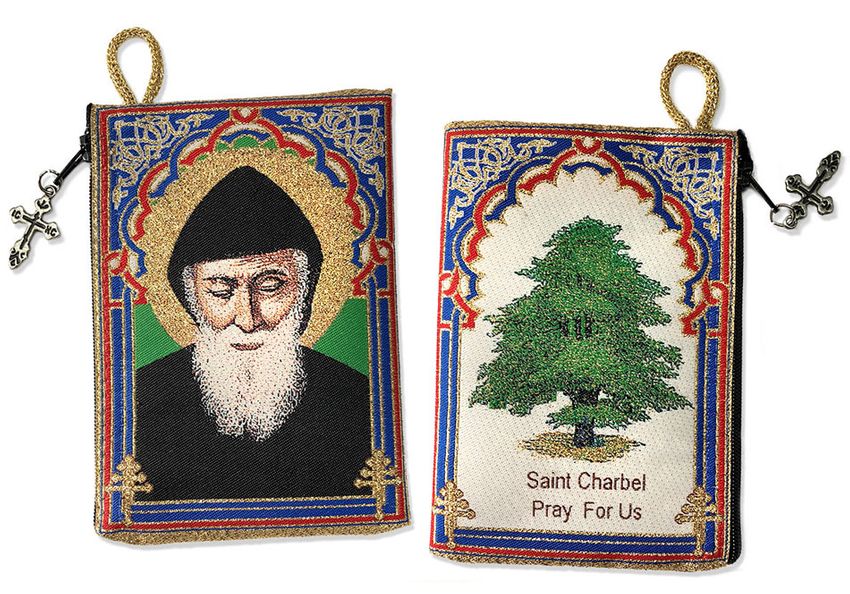 Saint Charbel (Makhlouf), Rosary Pouch Case - at Holy Trinity Store