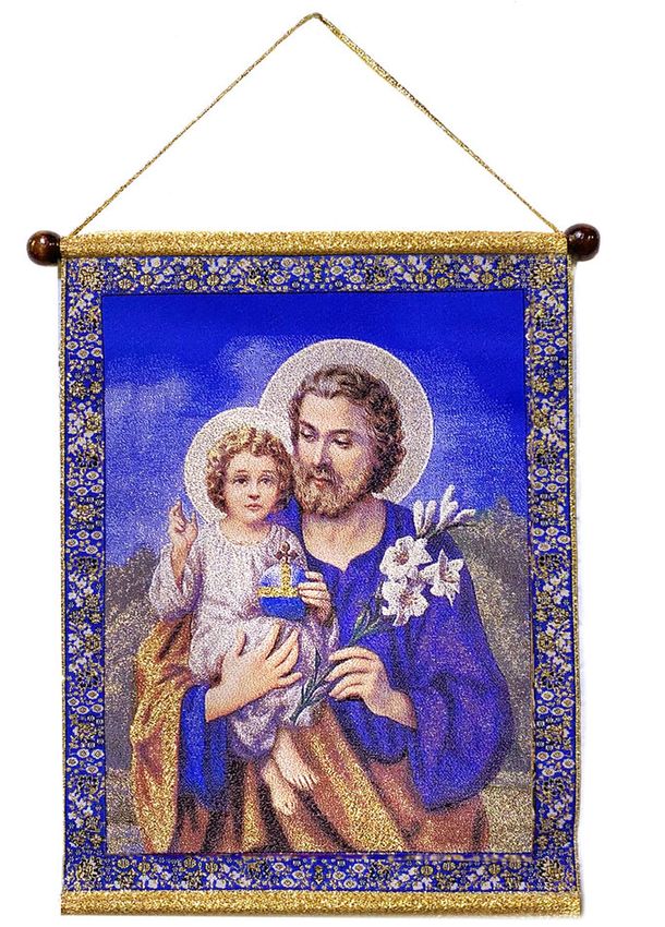 Saint Joseph, Hanging Tapestry Icon Banner - at Holy Trinity Store