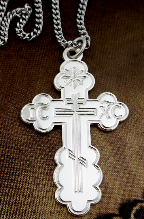Sterling Silver Three Barred Orthodox Cross, 1 7/8" - at Holy Trinity Store