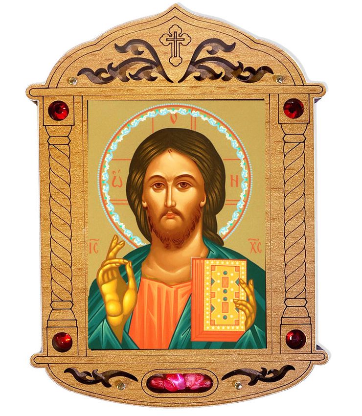 Christ The Teacher Icon in Wooden Shrine with Glass and Incense - at ...
