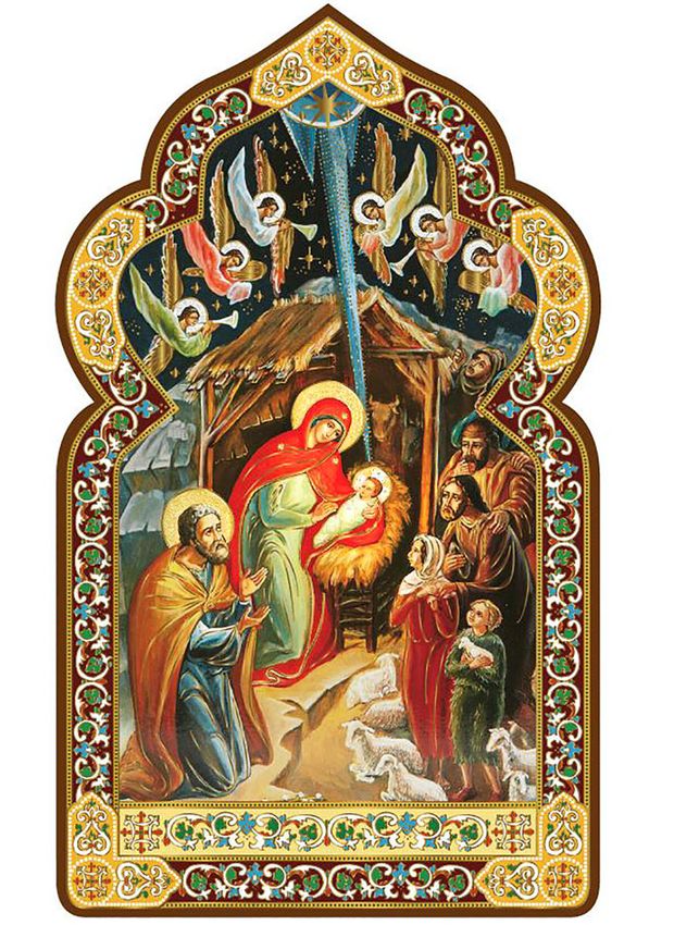 The Nativity, Dome Shape Orthodox Icon with Stand - at Holy Trinity Store