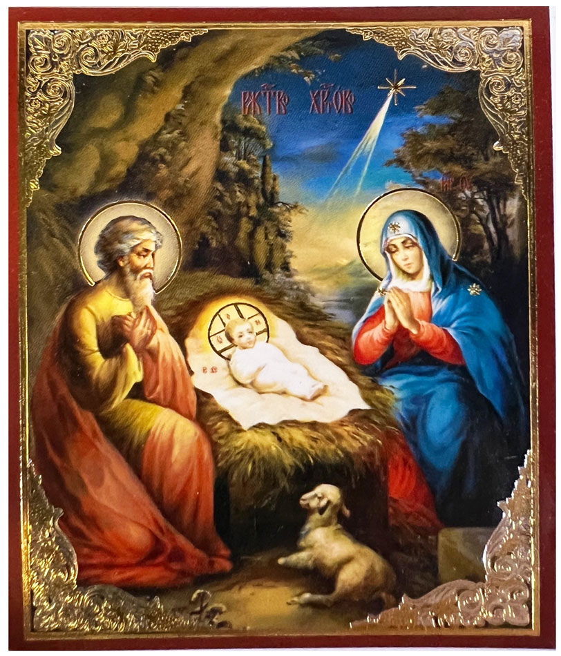 The Nativity, Set of 6 Gold Foiled Laminated Cards - at Holy Trinity Store