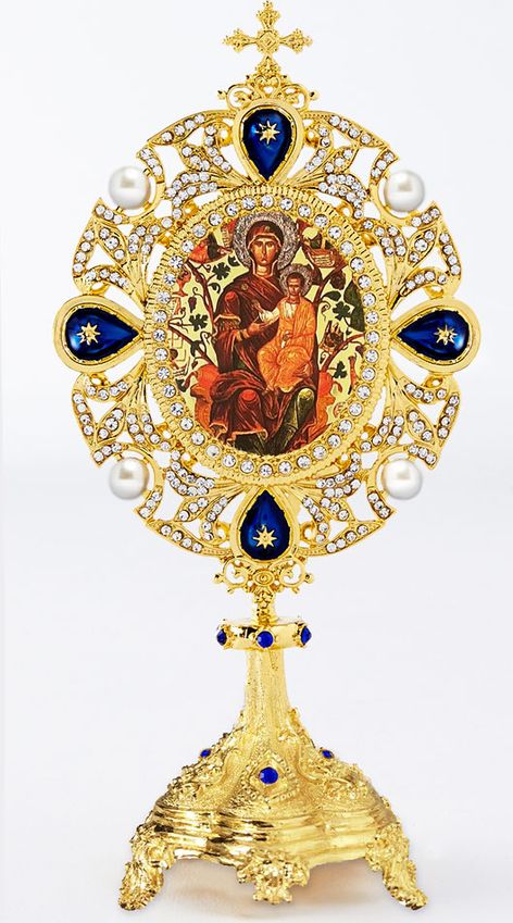 Tree of Jesse, Greek Icon in Jeweled Shrine, Blue Crystals - at Holy ...