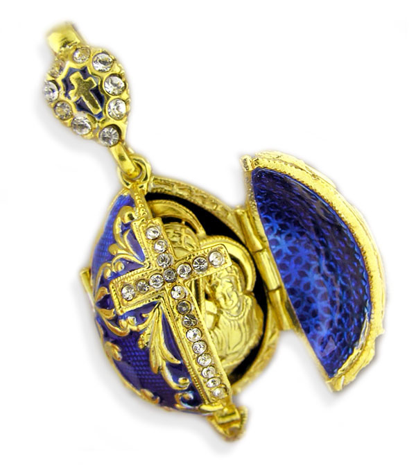 Virgin Mary & Child Locket, Sterling Silver, Gold Plated, Blue - at ...