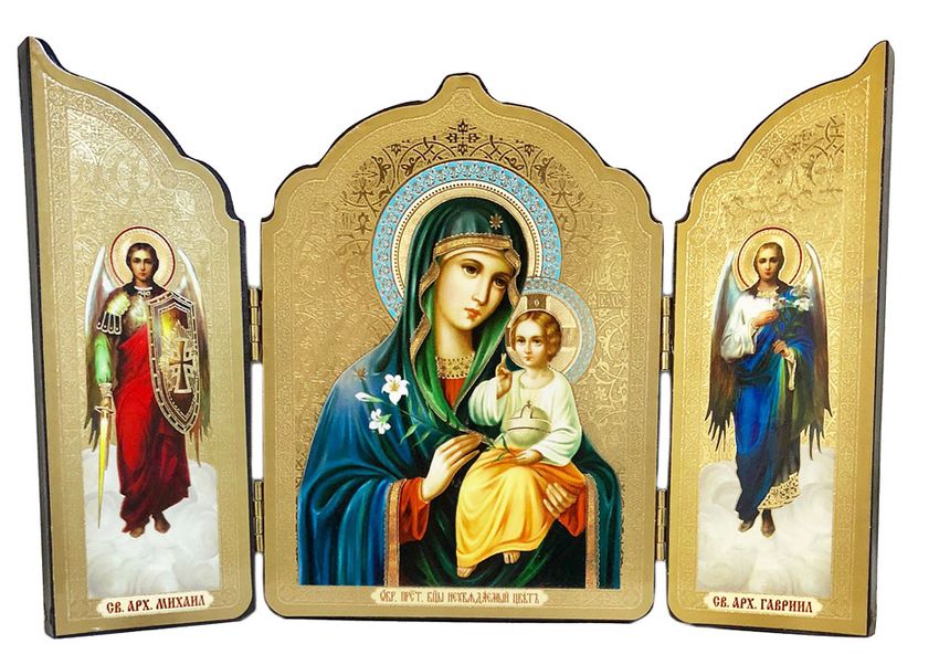 Virgin Mary Eternal Bloom / Archangels Michael and Gabriel, Triptych - at Holy Trinity Store