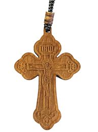 2 Sided Wooden Cross Pendant with Crucifix - at Holy Trinity Store