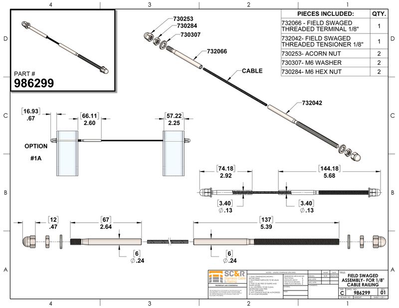 Black Cable Railing Kit - 20ft Cable & Fittings