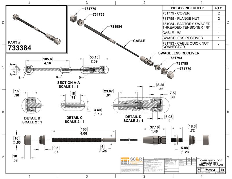 Cable Quick Lock Assembly Type 1 for Metal Posts