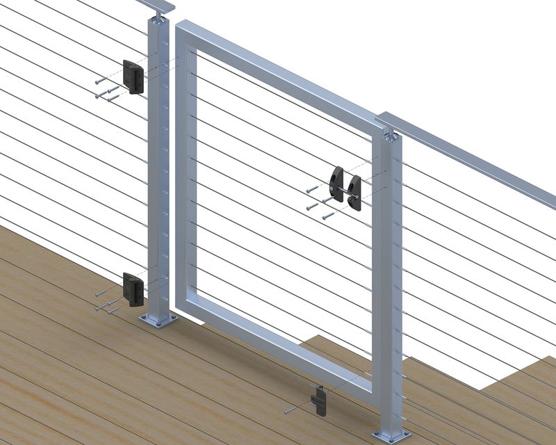 Cable Railing Gate - Stainless Square