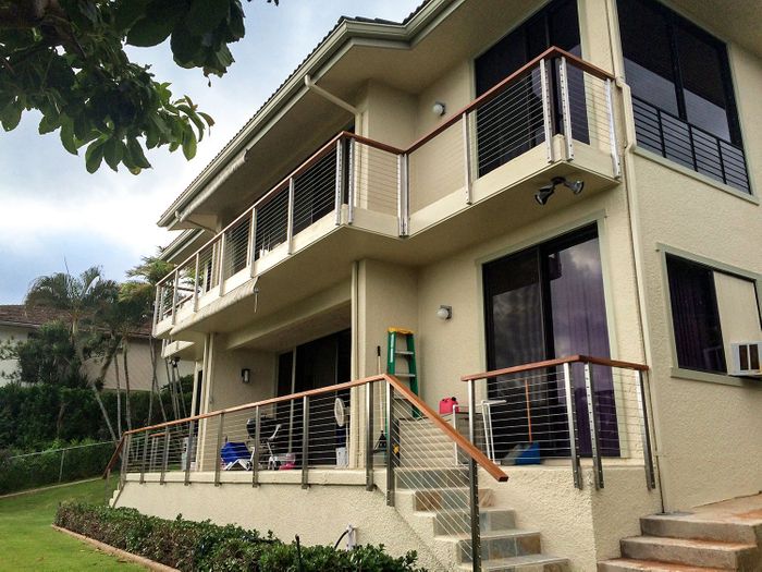 Balau & Square Stainless Steel Cable Railing - Honolulu, HI