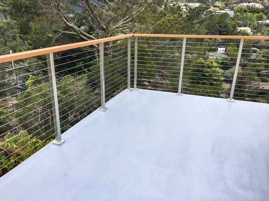 Square Stainless Steel Posts w/ Wood Rail - Novato, CA