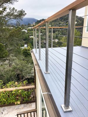 Square Stainless Steel Posts w/ Wood Rail - Novato, CA