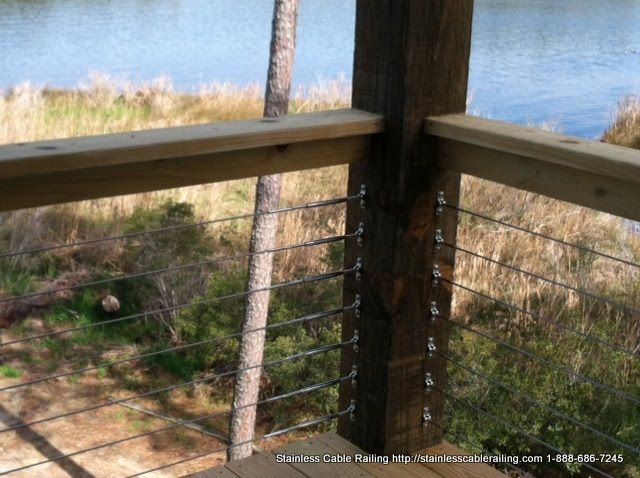 Cable Railing System on a Wood Handrail and Wood Posts.