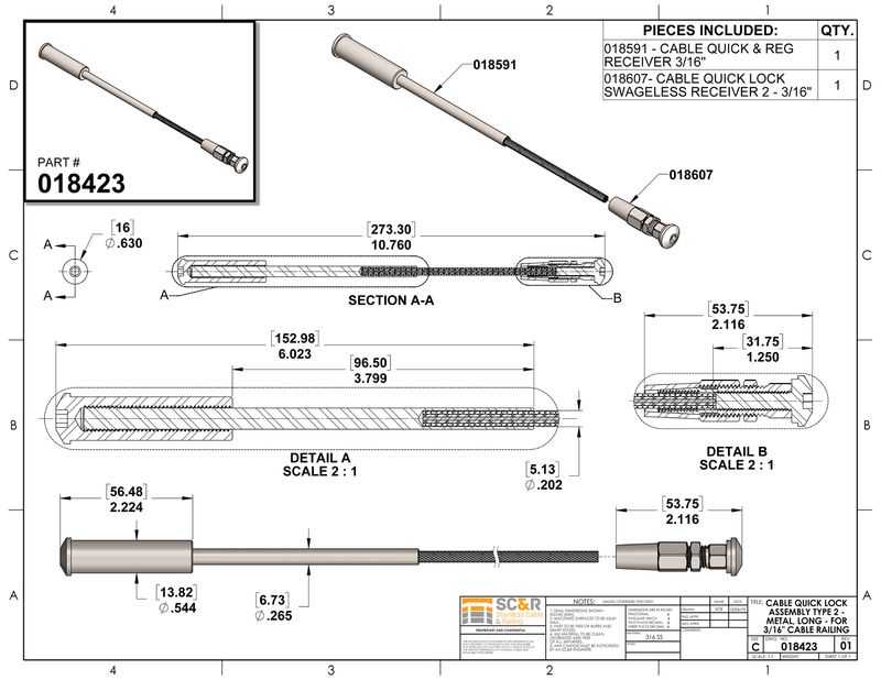 Cable Quick Lock Assembly Type 2 - Metal