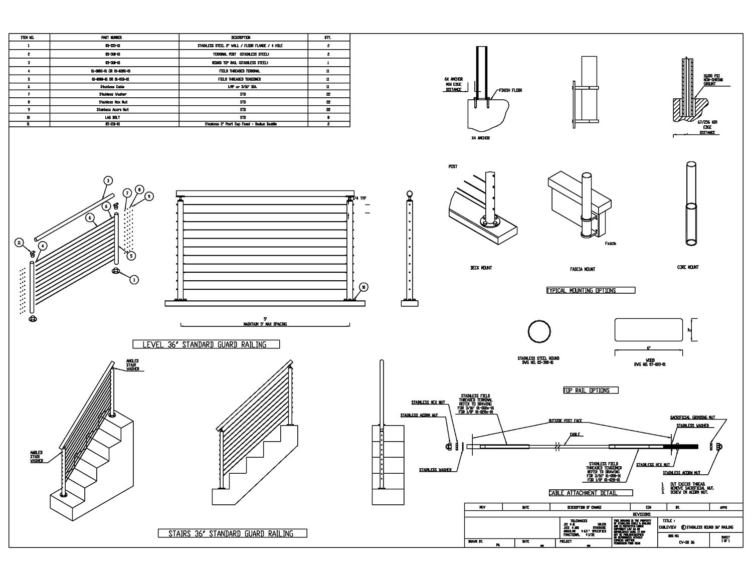 Cable Railing Specs - Stainless Round CableView™