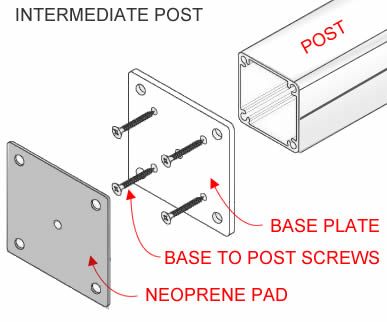 Cable Railing Post - Deck Mount, Intermediate