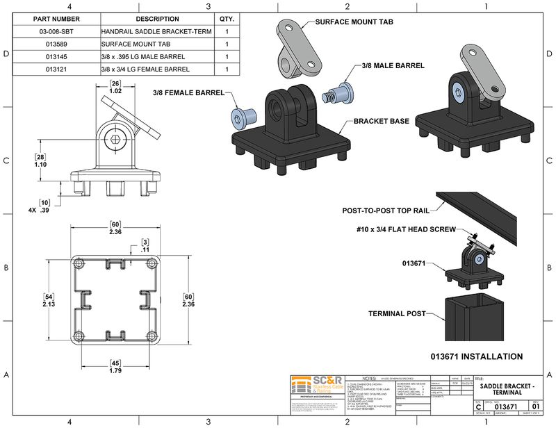 Cable Railing Handrail Saddle Bracket