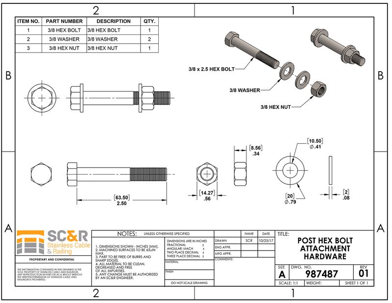 Post Hex Bolt Attachment Hardware