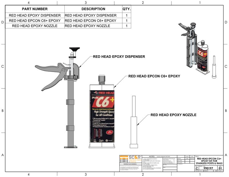 Red Head Epcon C6+ Epoxy Kit for Stainless Posts & Rails
