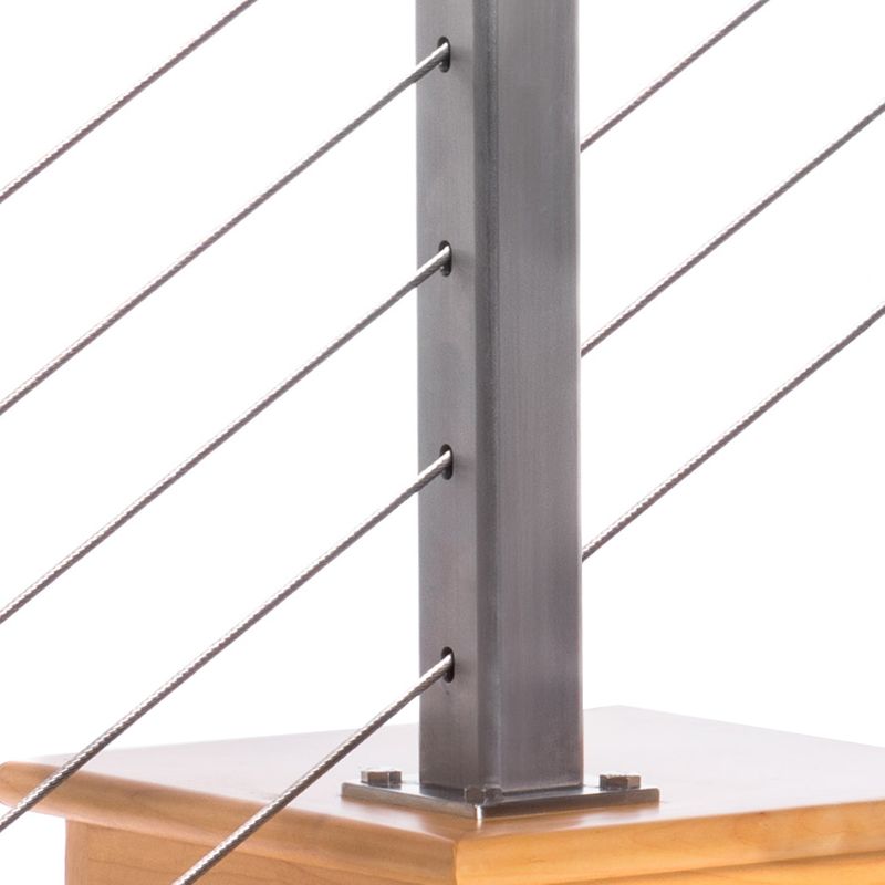 Square Stainless Steel Deck Mount 42in Drilled Intermediate Post