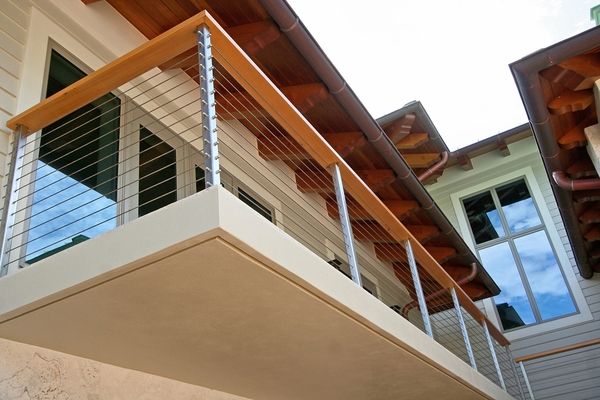 Square Stainless Steel Posts w/ Wood Rail - Tavernier, FL