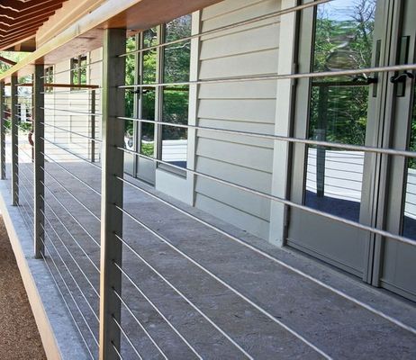 Square Stainless Steel Posts w/ Wood Rail - Tavernier, FL