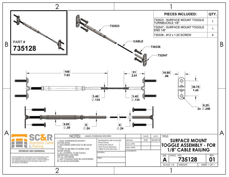 Surface Mount Toggle Assembly - Black Oxide Stainless