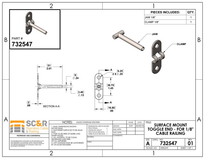 Cable Railing Systems Surface Mount Toggle End