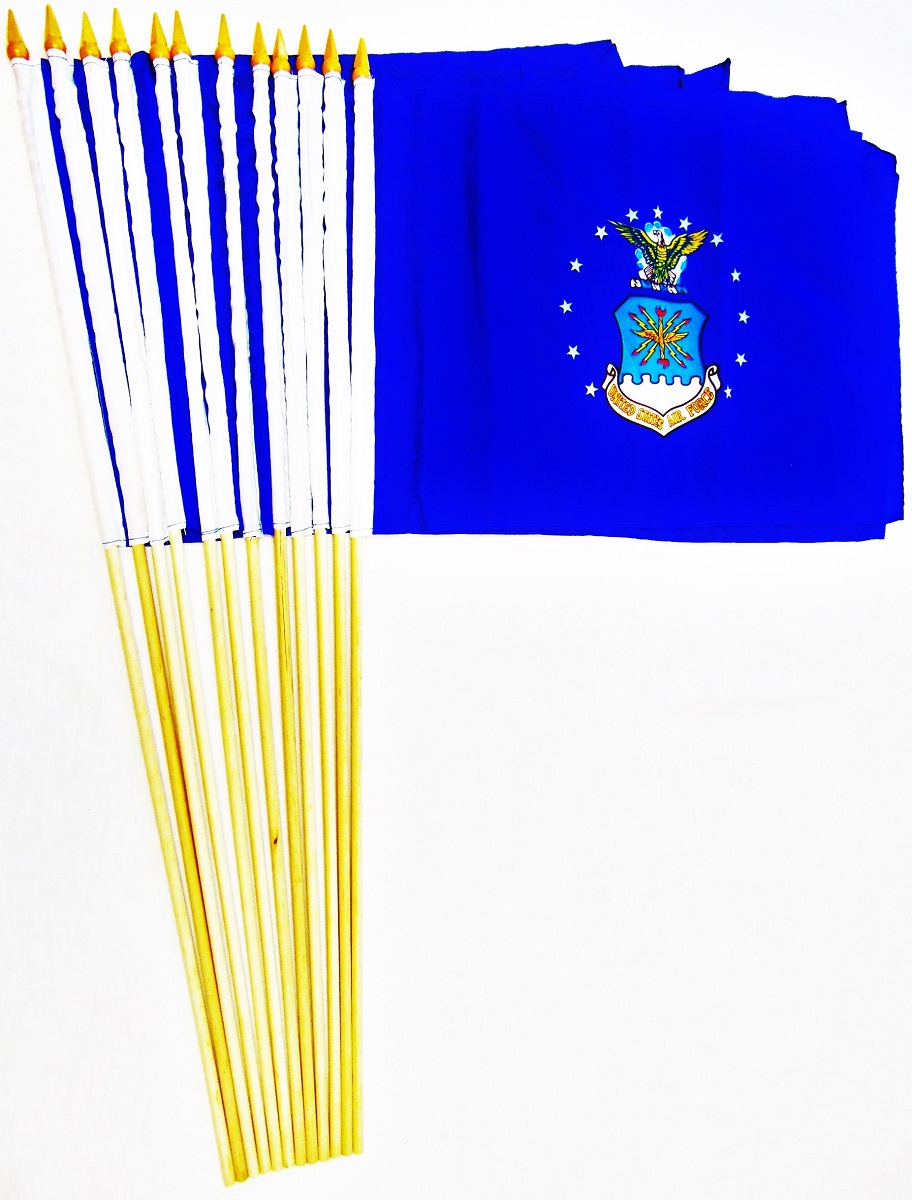 Air Force 12" x 18" Stick Flags - 12" x 18" Military, Solid Color and ...