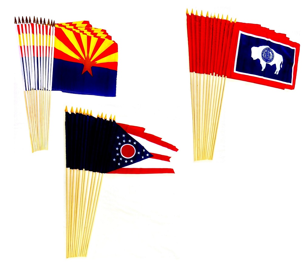 All 50 States - 12" x 18" Stick Flags - 12" x 18" US State, Military ...