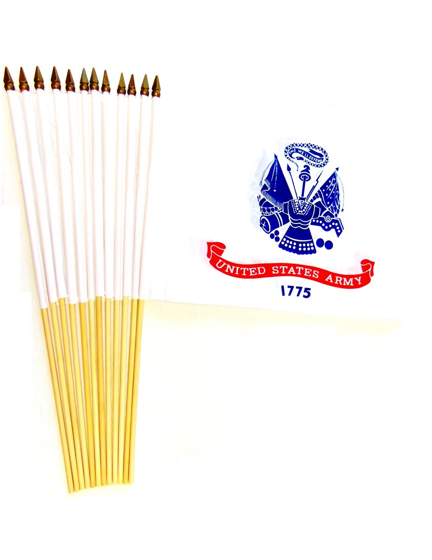 Army 12" x 18" Stick Flags - 12" x 18" Military, Solid Color and ...