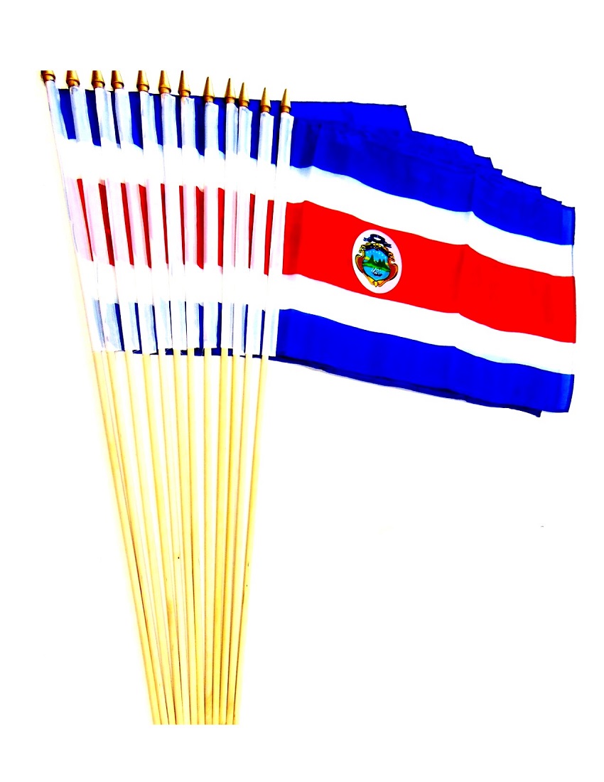 Costa Rica 12" x 18" Stick Flags - Costa Rica