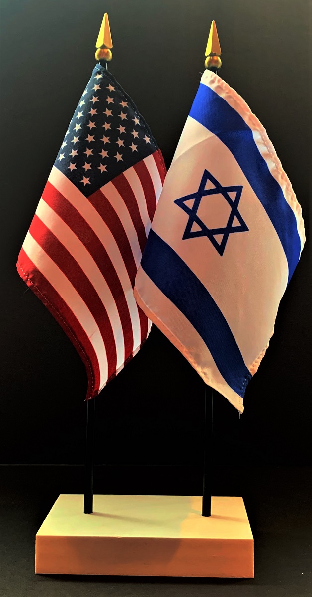 Israel & U.S. Flag Desk Set – American Made 4x6 Miniature Flags with Base